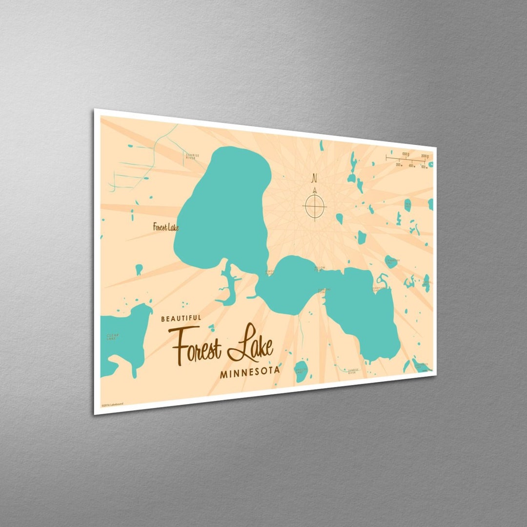 Forest Lake Minnesota Map Giclee Art Print Poster From Illustration by ...
