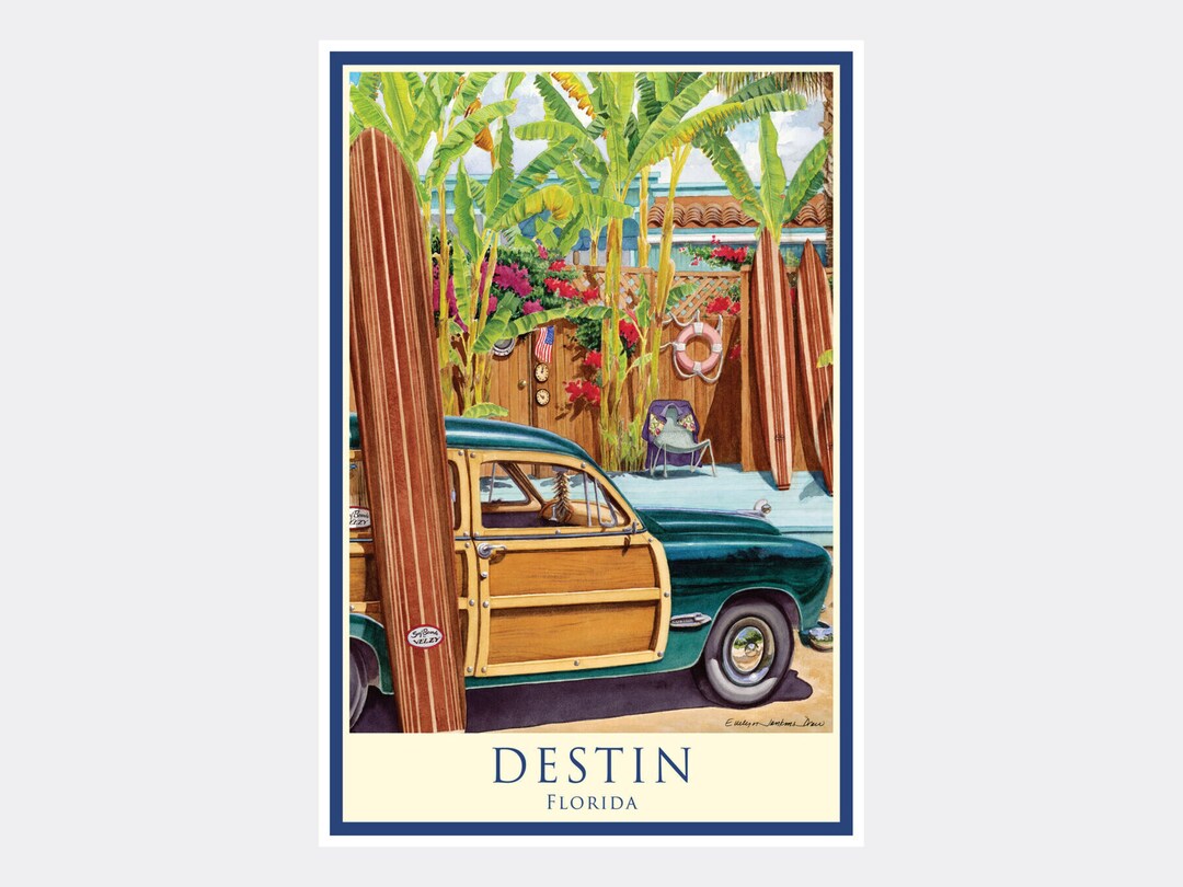 Destin Florida Art Print: Beach Scene Watercolor Giclee Poster - Etsy