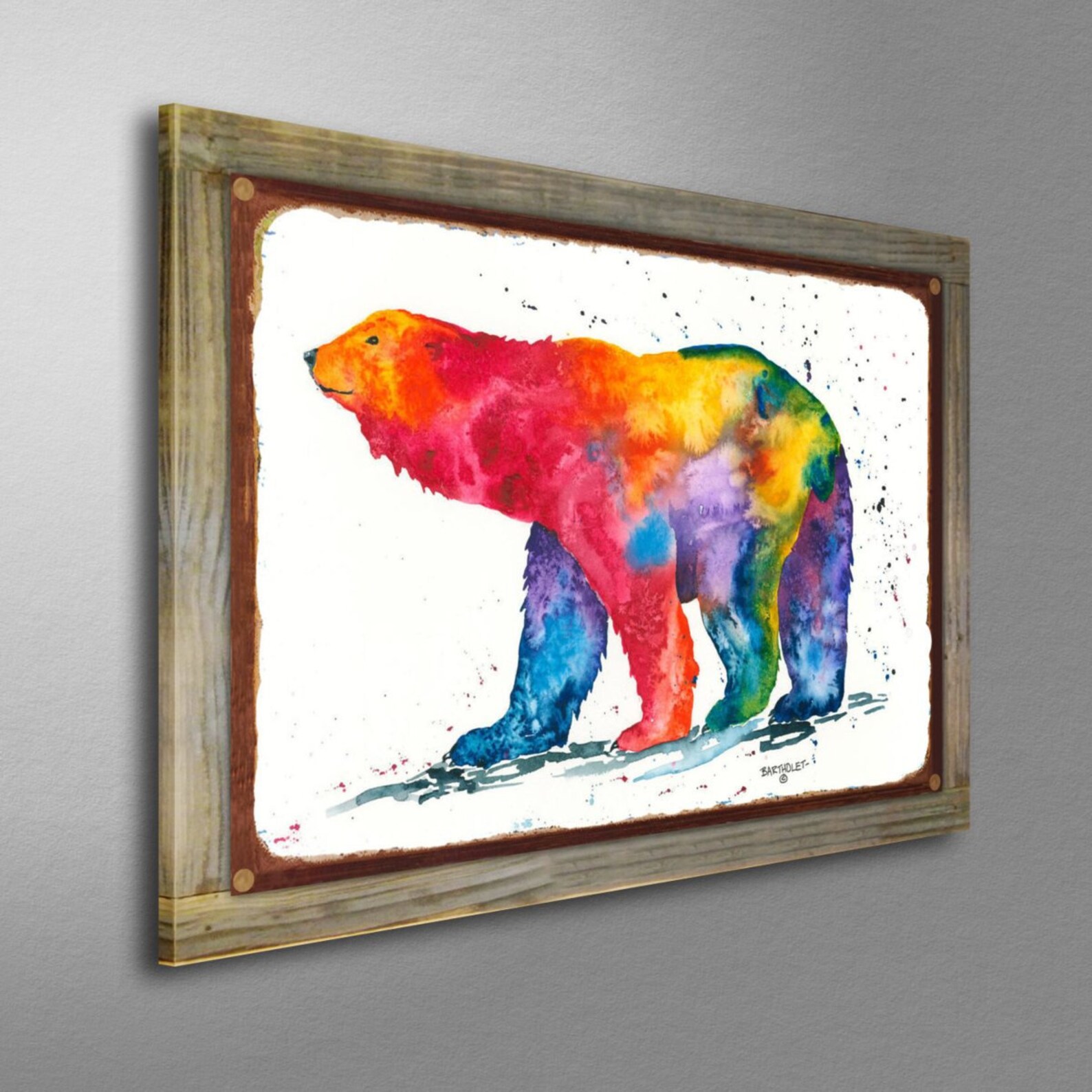 Rainbow Polar Bear Giclee Art Print Poster From Watercolor by Artist ...