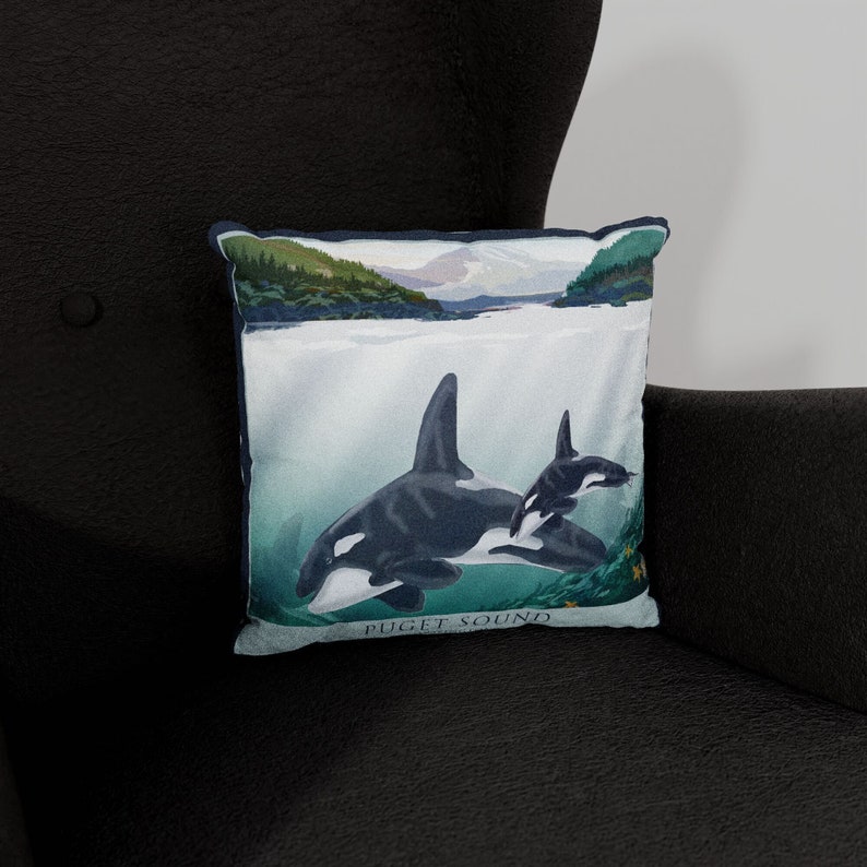 Puget Sound Washington Orca Pod Puget Sound Stretch Canvas - Etsy