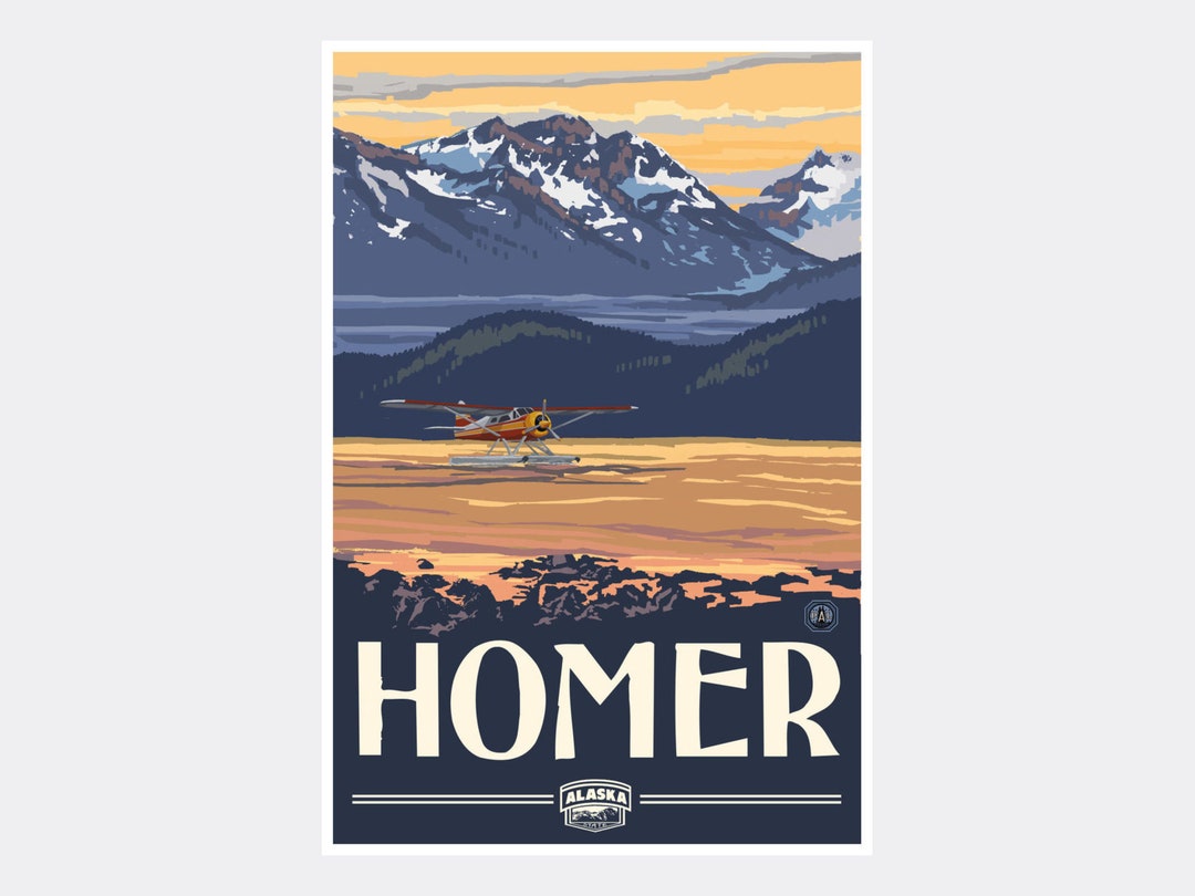 Homer Alaska Float Plane Art Print: Vintage Travel Poster - Etsy