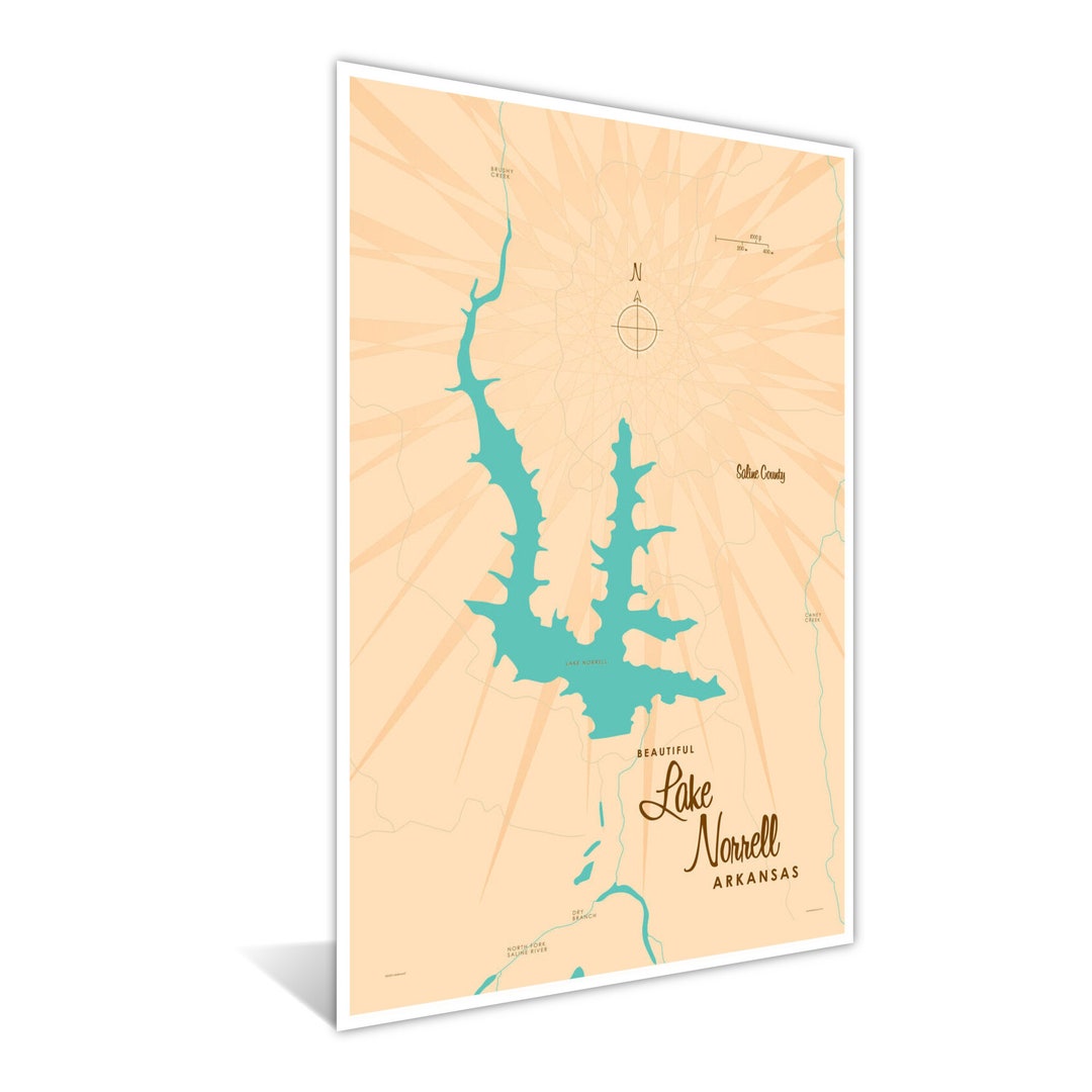 Lake Norrell Arkansas Map Giclee Art Print Poster by Lakebound - Etsy