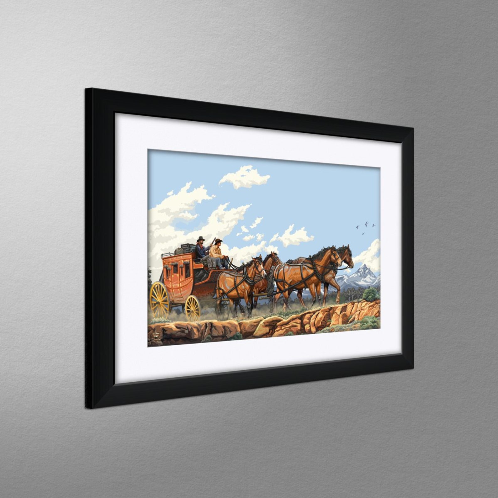 Mountain Stagecoach Giclee Art Print Poster From Travel Artwork by ...