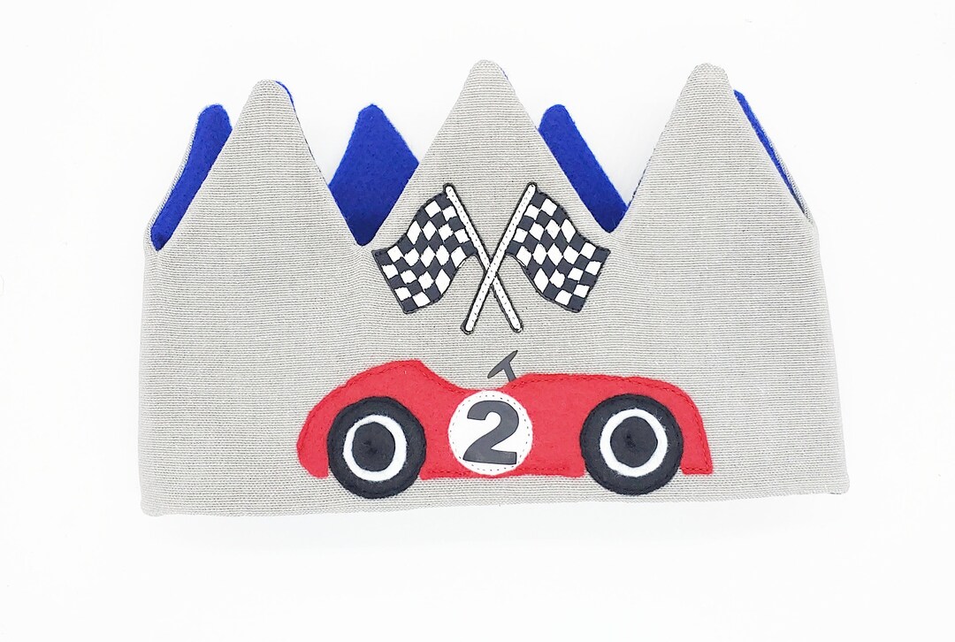 Handmade Race Car Birthday Crown | Adjustable Cotton Fabric - Etsy