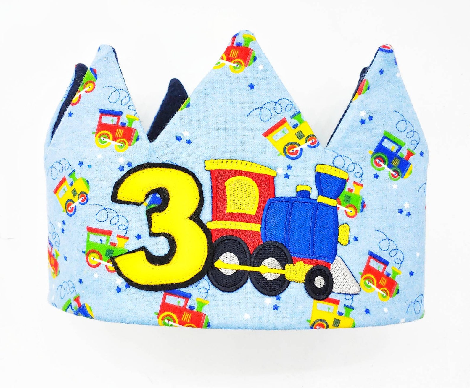 Train Birthday Crown: Personalized Cotton Party Hat - Etsy
