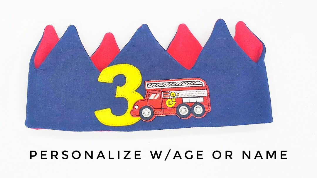 Fire Truck Hat Child Crown Personalized Gift Fire Engine Birthday Crown ...