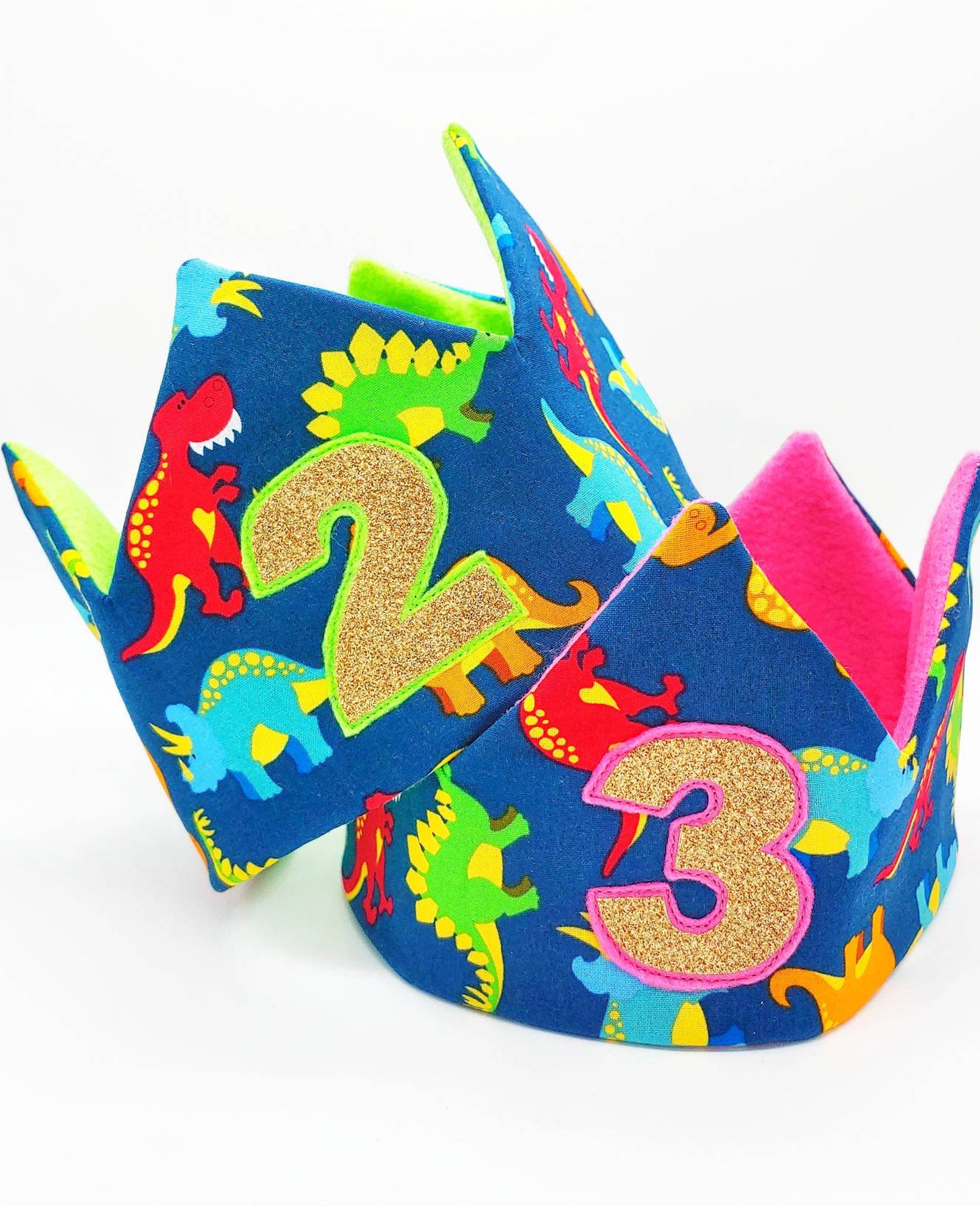 Dinosaur Birthday Crown: Handmade Cotton Dino Hat, Personalized - Etsy