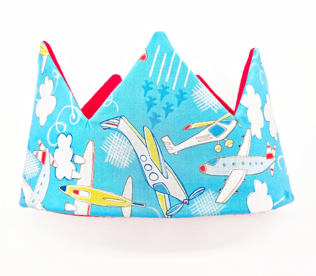 Airplane Birthday Crown, Handmade Cotton First Birthday Hat - Etsy
