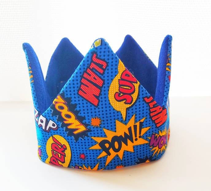 Handmade Superhero Birthday Crown: Personalized Fabric Party Hat - Etsy