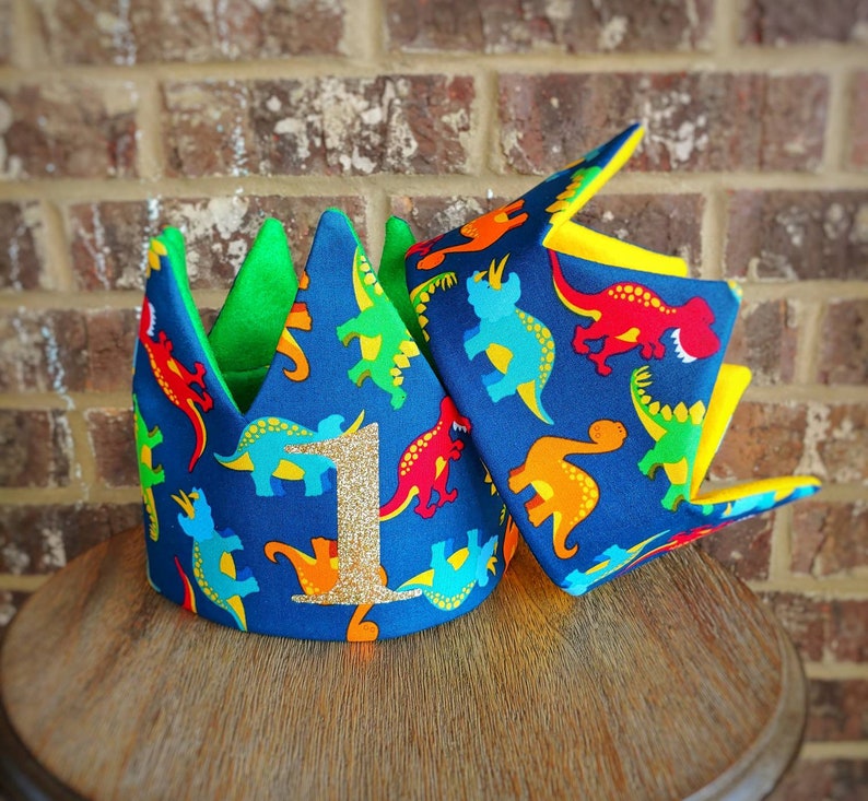 Personalized Dinosaur Birthday Crown: Adjustable Fabric Party Hat - Etsy