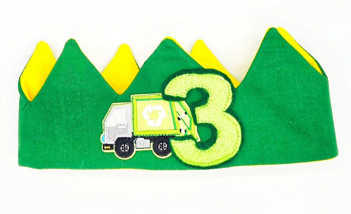 Handmade Trash Truck Birthday Crown: Personalized Fabric Party Hat - Etsy
