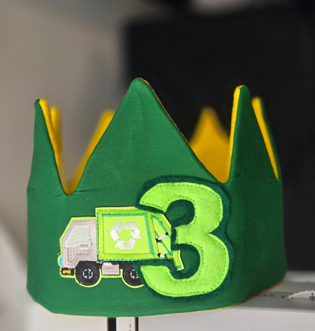 Handmade Trash Truck Birthday Crown: Personalized Fabric Party Hat - Etsy