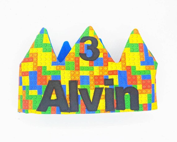 Building Blocks Party Crown | Building Bricks Custom Crown | Name Crown ...