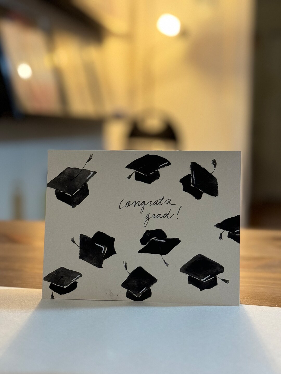 Congrats Grad Black Cap Graduation Card - Etsy