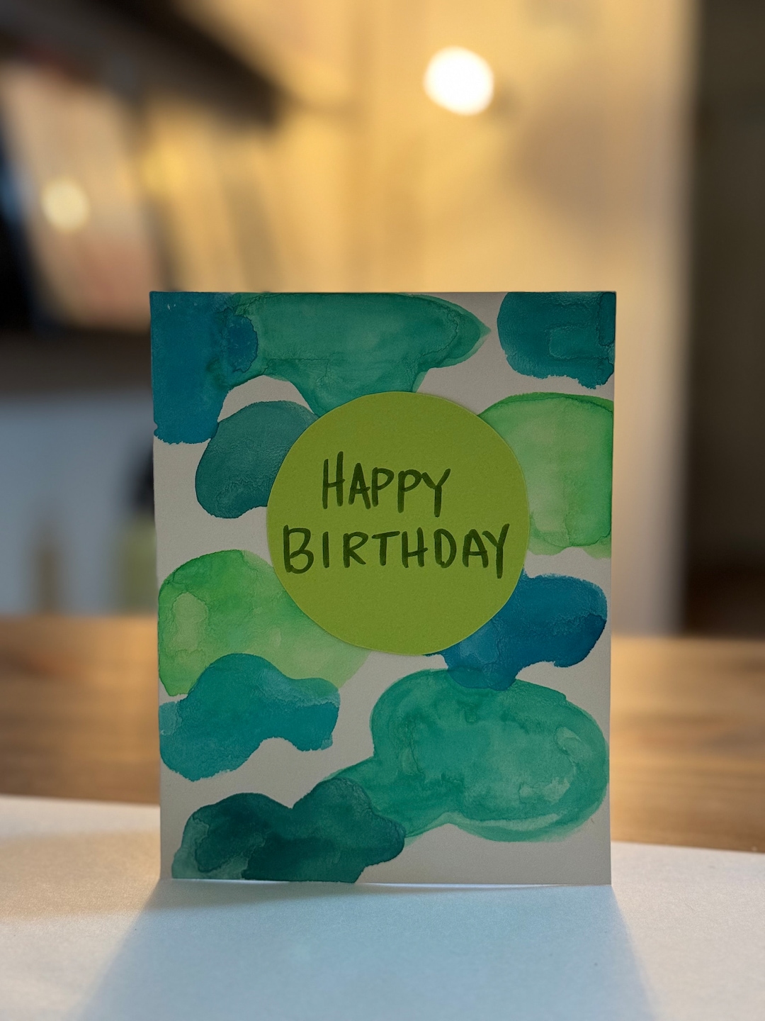 Simple Green Watercolor Birthday Card - Etsy