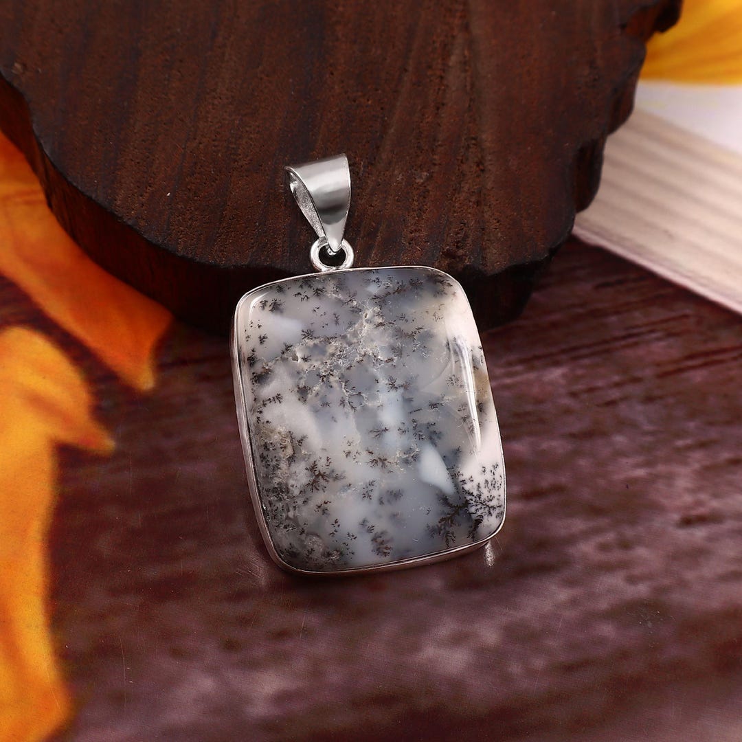 Handmade Scenic Natural Dendrite Opel Pendant: 925 Sterling Silver ...