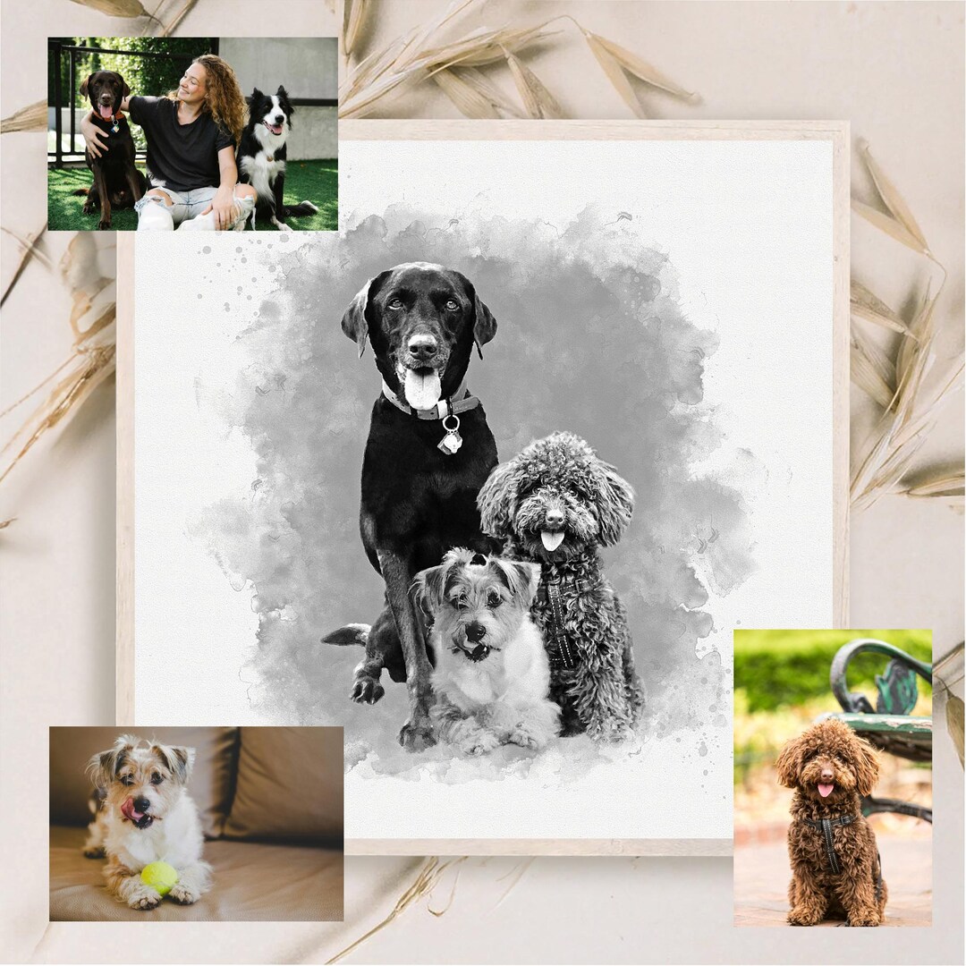 Custom Memorial Dog Portrait: Personalized Pet Loss Keepsake (digital ...