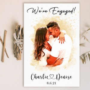 We're Engaged Announcement Printable, Gift for Engagement, Engaged Gift ...