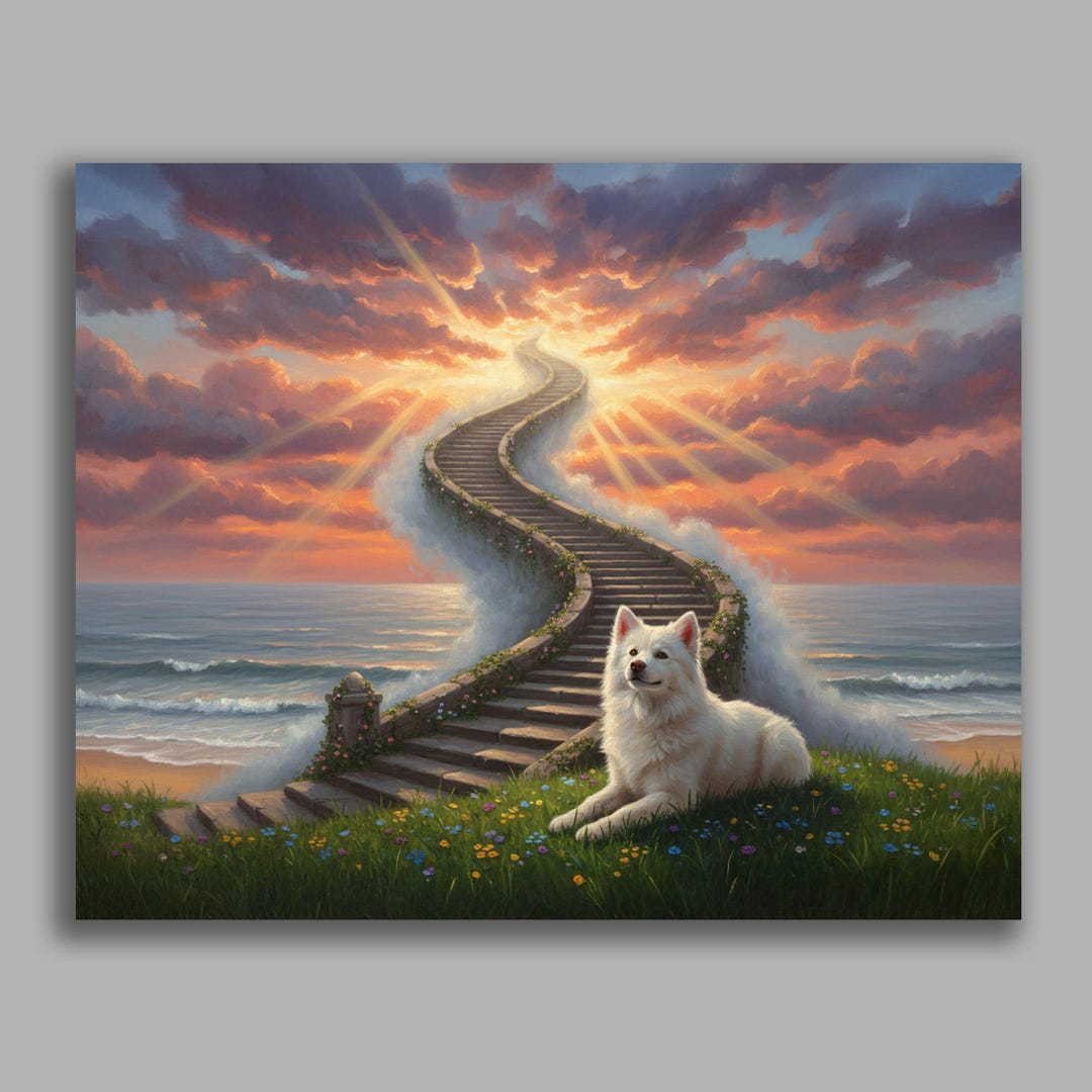 Personalized Rainbow Bridge Pet Portrait: Custom Dog Memorial Gift - Etsy
