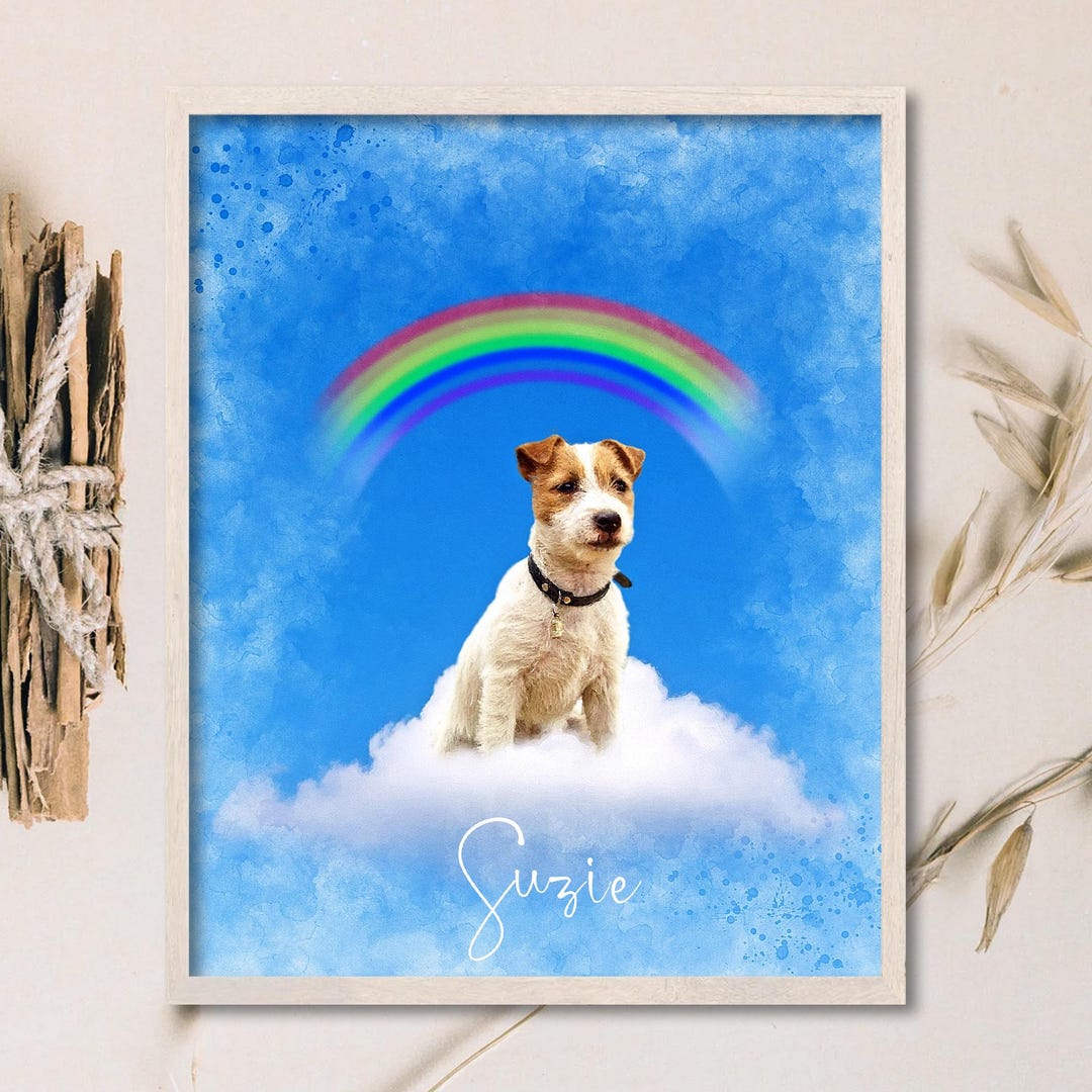 Personalized Rainbow Bridge Pet Portrait: Dog Loss Memorial Gift - Etsy