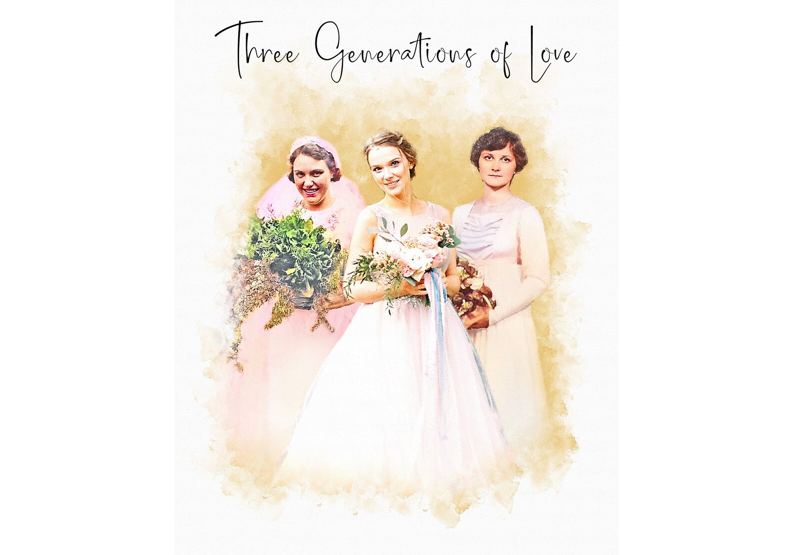 Custom Generational Wedding Portrait: Watercolor Style Mother Gift - Etsy
