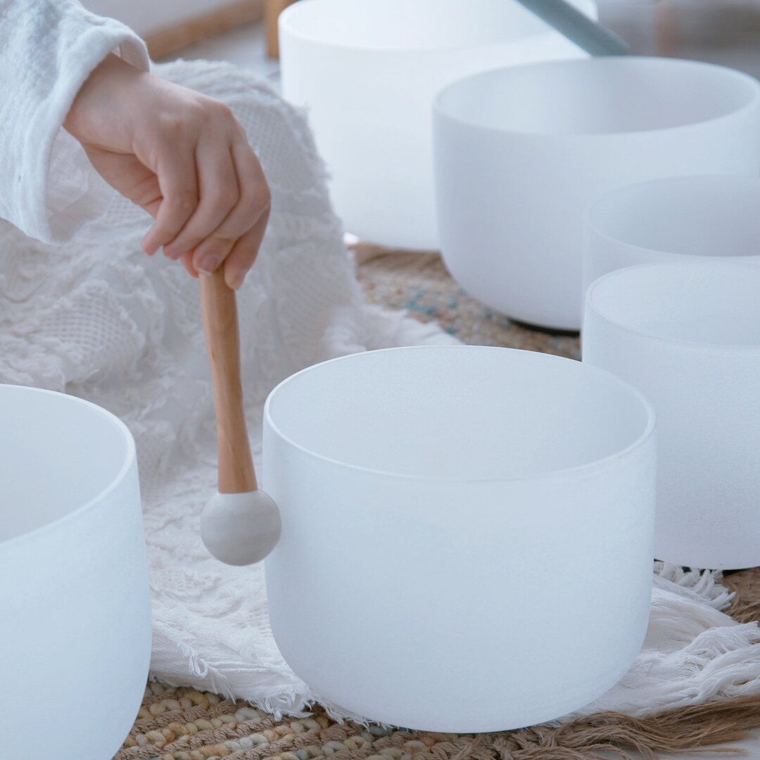 81012 Crystal Singing Bowl Set With Bag and Mallets All Notes Available ...