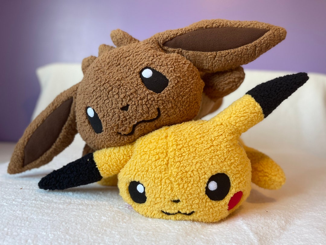 Handmade Eevee/pikachu Plush Pillow – Ultra Soft Sherpa Cuddle Toy - Etsy