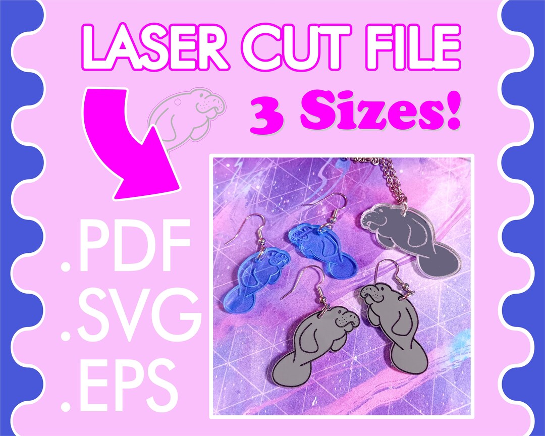 Manatee Sea Cow Cute Summer Animal Jewelry Laser Cut File Download ...