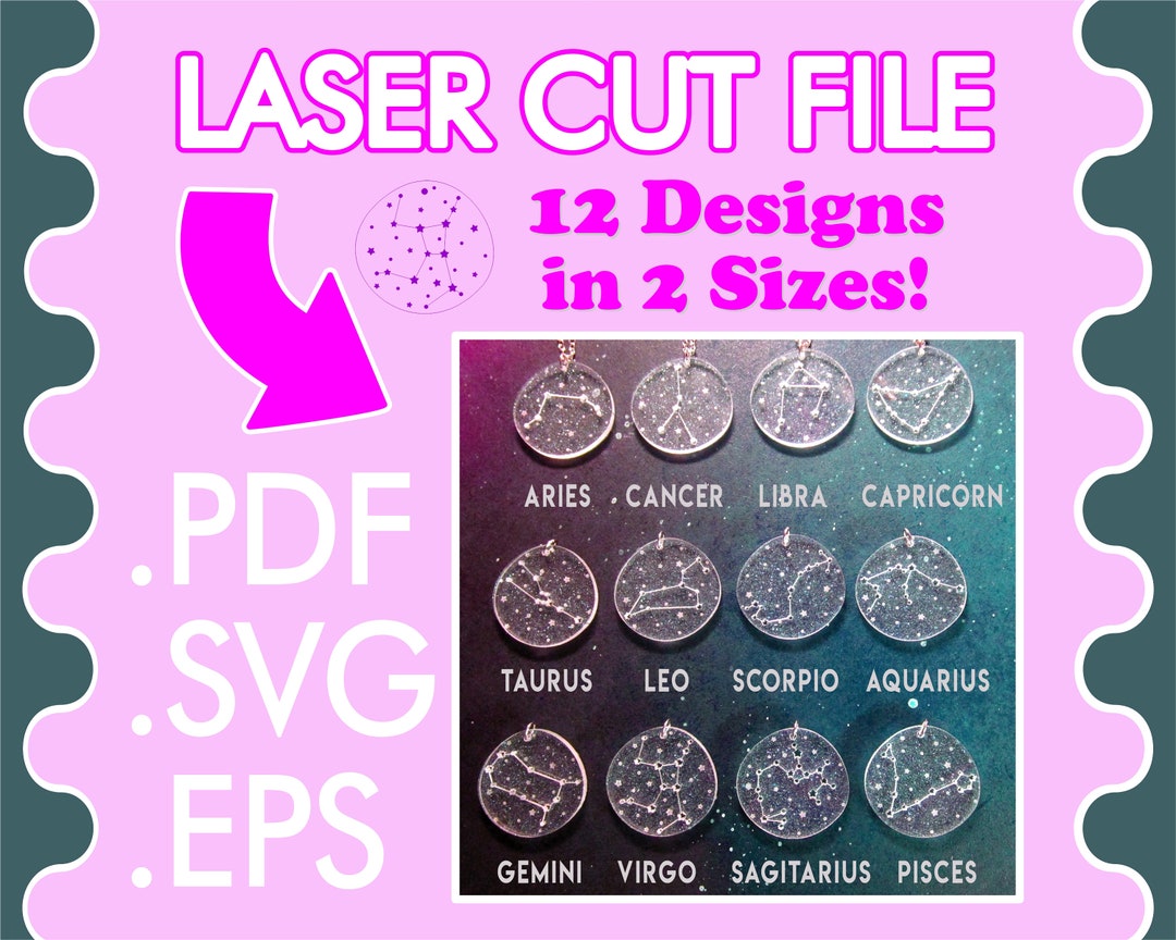 Zodiac Star Constellation Astronomy Sign Symbols Laser Cut Jewelry ...