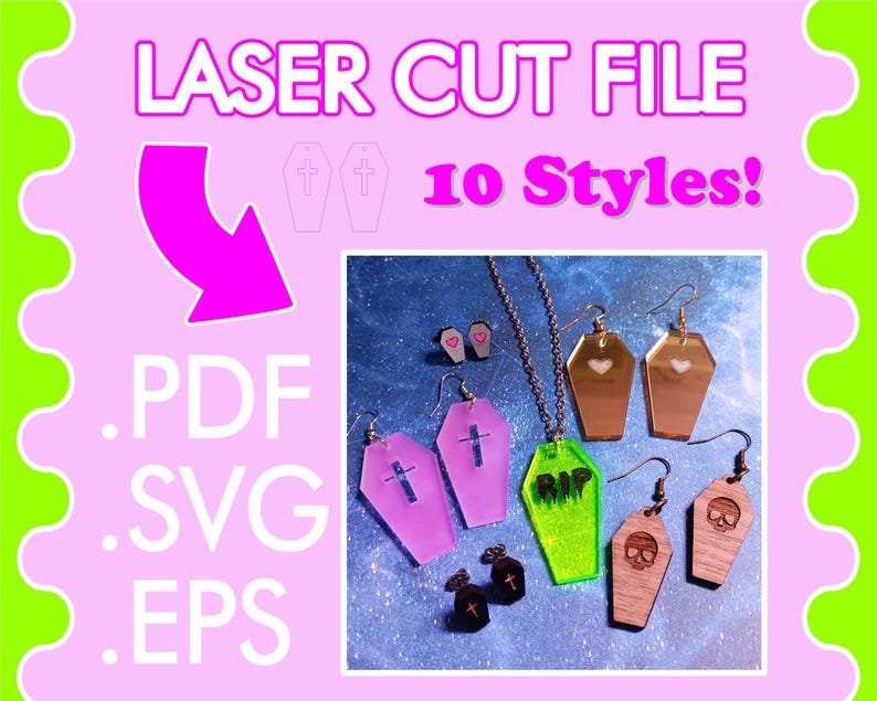 Halloween Spooky Rip Coffin Casket Laser Cut Jewelry Vector Files .PDF ...
