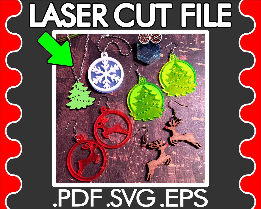 12 Styles Christmas Tree Snowflake Reindeer Laser Cut Vector Jewelry ...