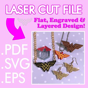 Superhero Comic Wonder Logo Laser Cut Layered Jewelry Vector File ...