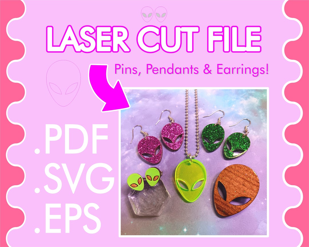 Laser Cut Alien Face Pendants Multi Pack Vector File ~ .PDF .SVG .EPS ...