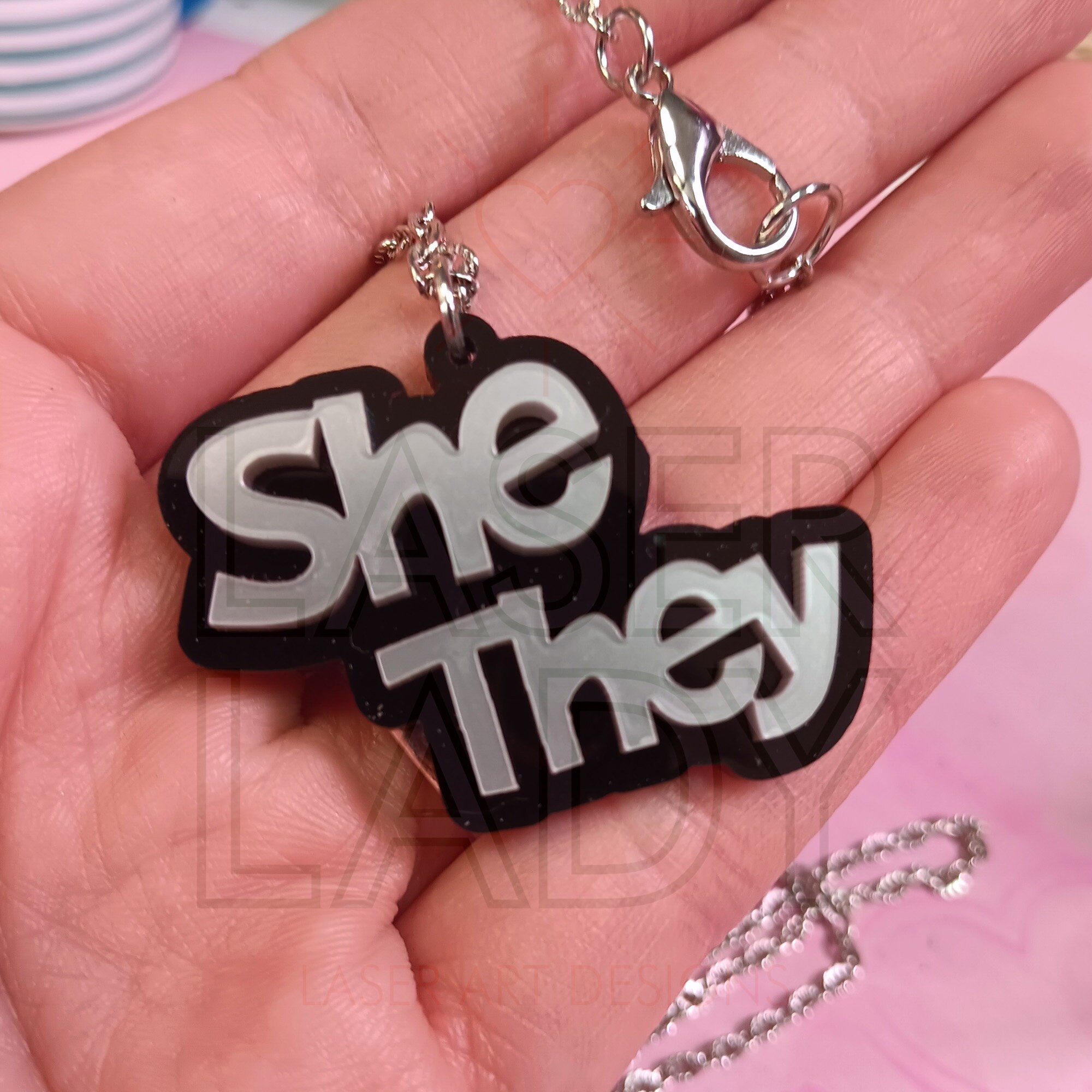 Pronoun Pins, Pendants & Earrings Jewelry Laser Cut File ~ .PDF .SVG ...
