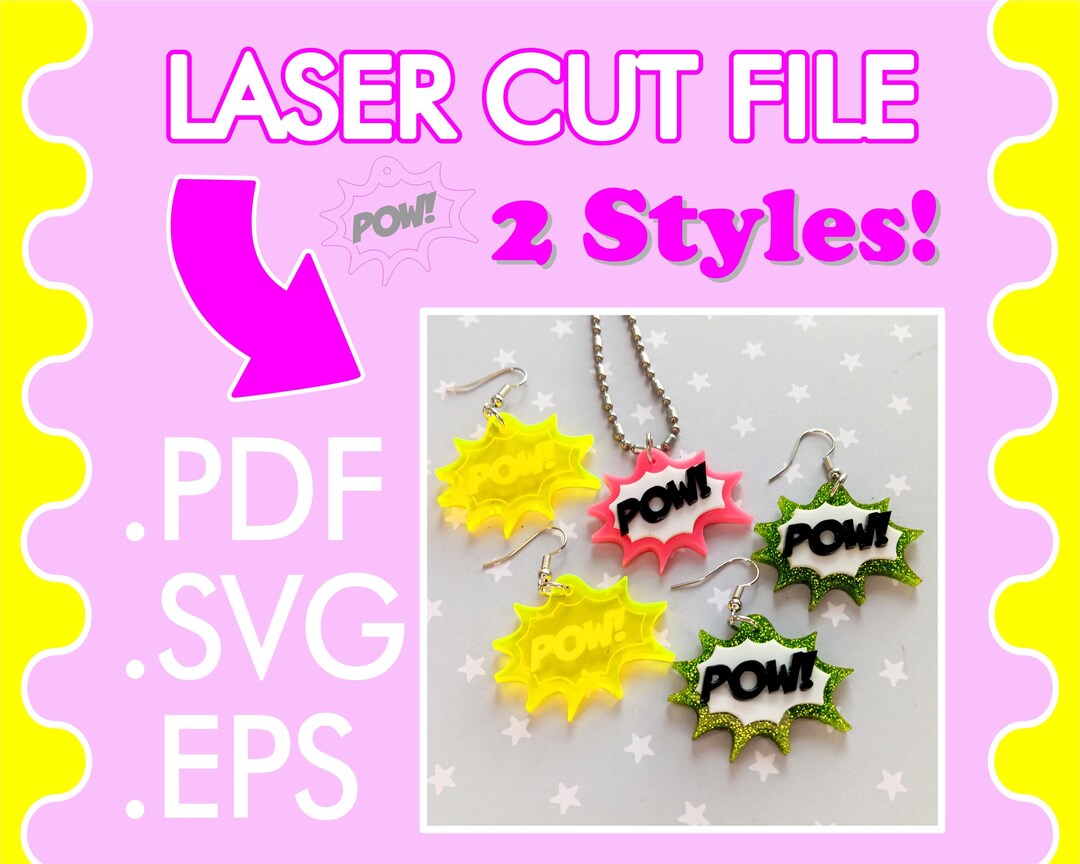 Pow! Superhero Comic Book Action Bubble Jewelry Pendant Laser Vector ...