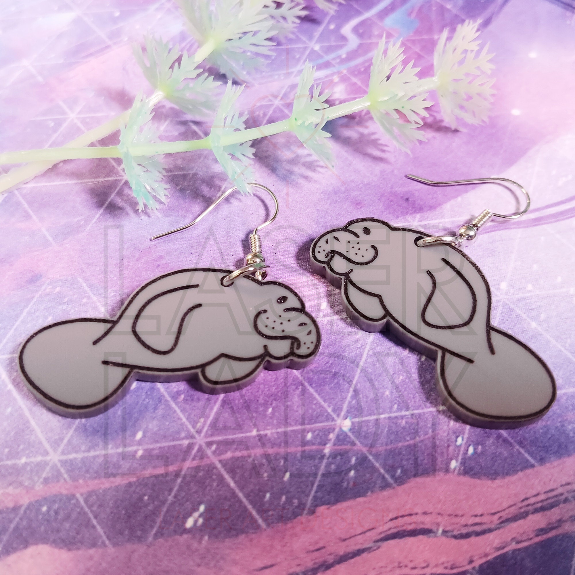 Manatee Sea Cow Cute Summer Animal Jewelry Laser Cut File Download .PDF ...