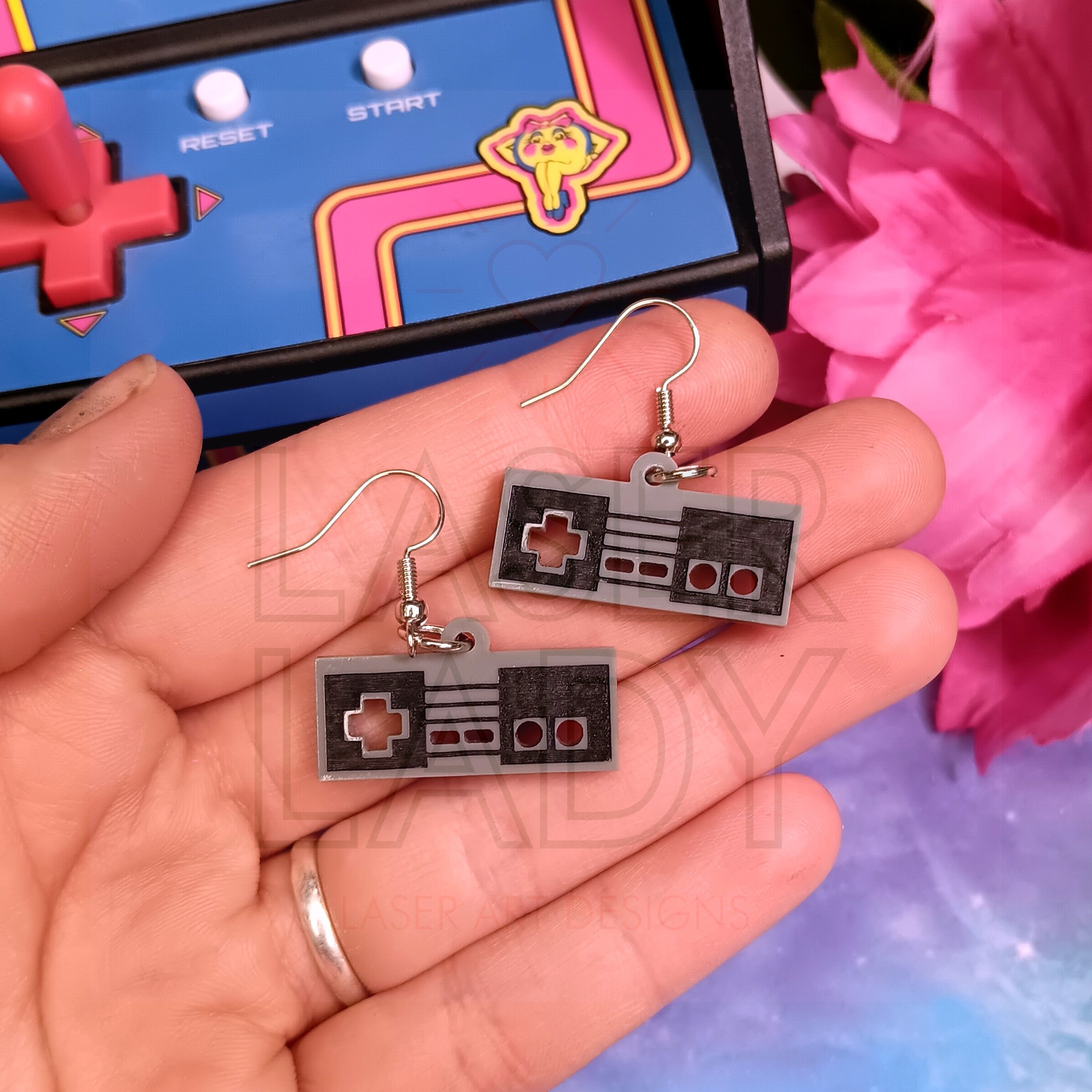 Retro 80s 90s Video Game Controller Jewelry Pop Culture Gamer Laser Cut ...