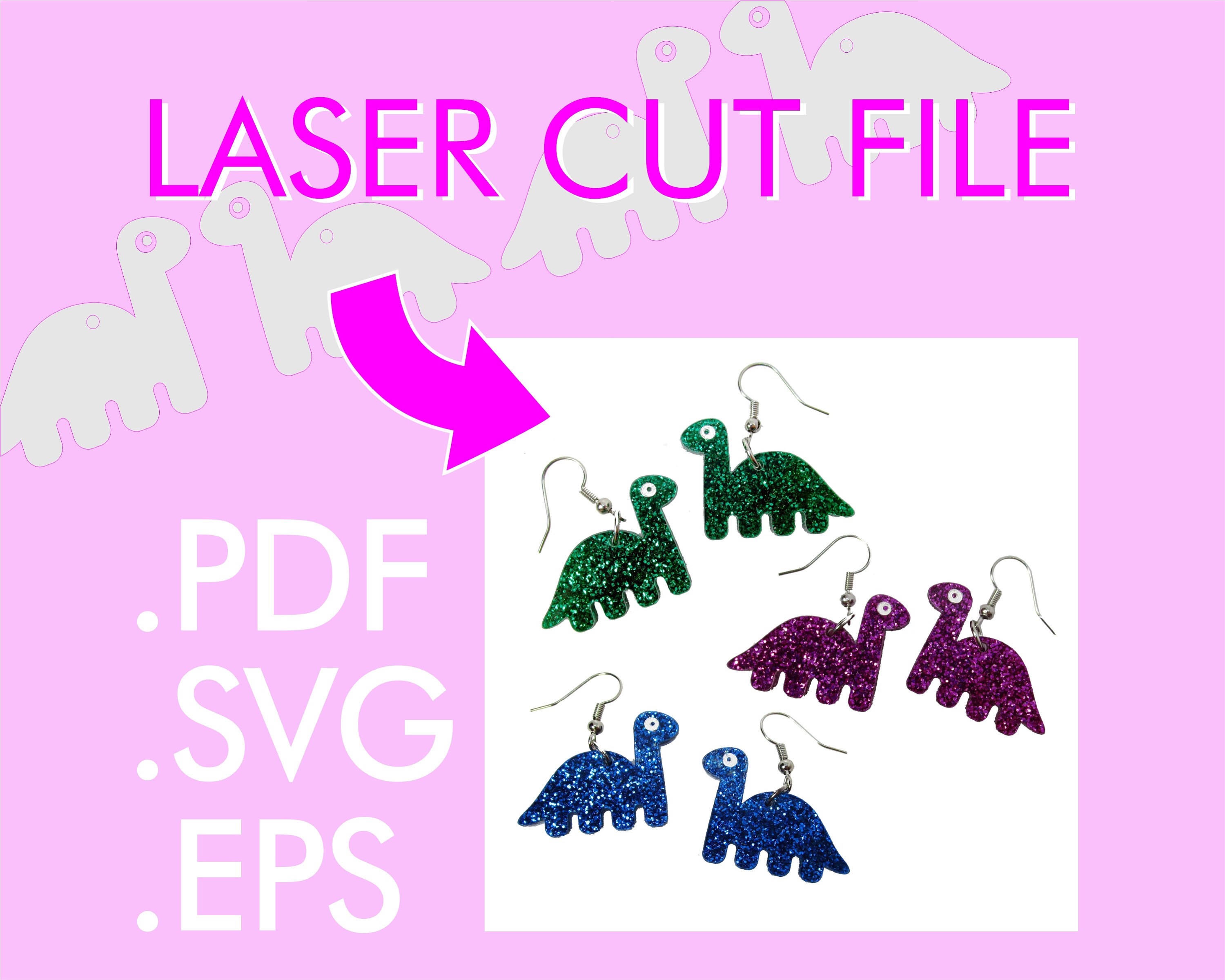 Cute Dinosaur Brontosaurus Jewelry Laser Cut File ~ .PDF .SVG .EPS ...
