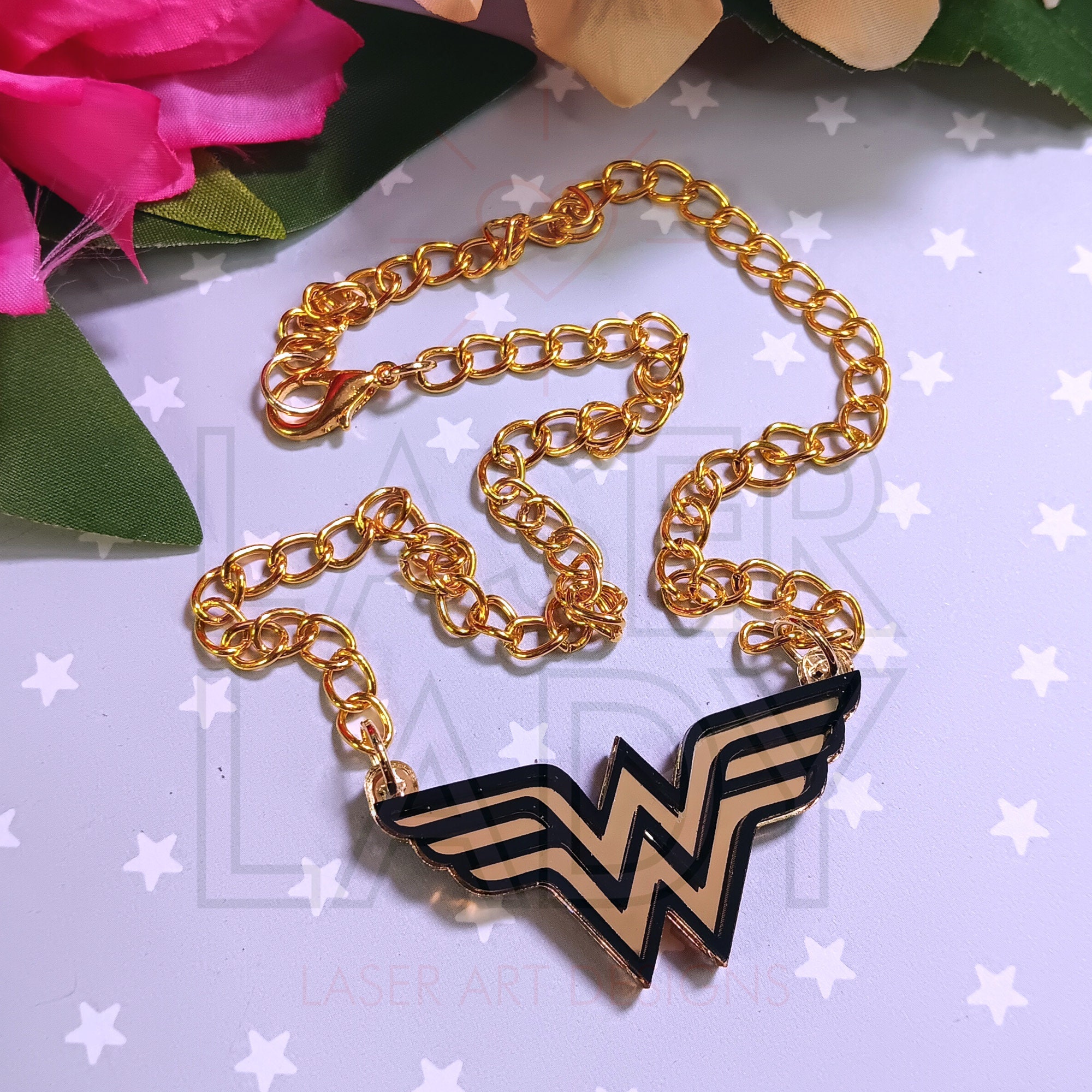 Superhero Comic Wonder Logo Laser Cut Layered Jewelry Vector File ...