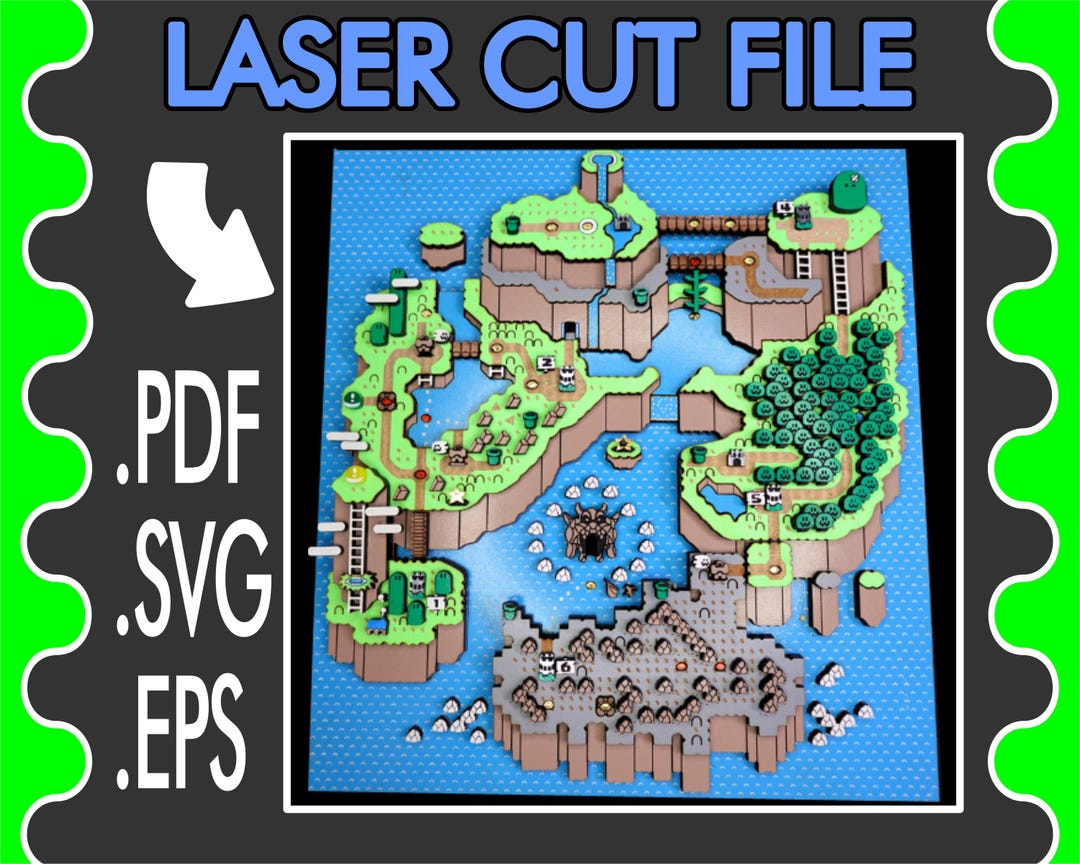 Retro 8 Bit Vintage Videogame 3D Super World Map Detailed Laser Cut ...