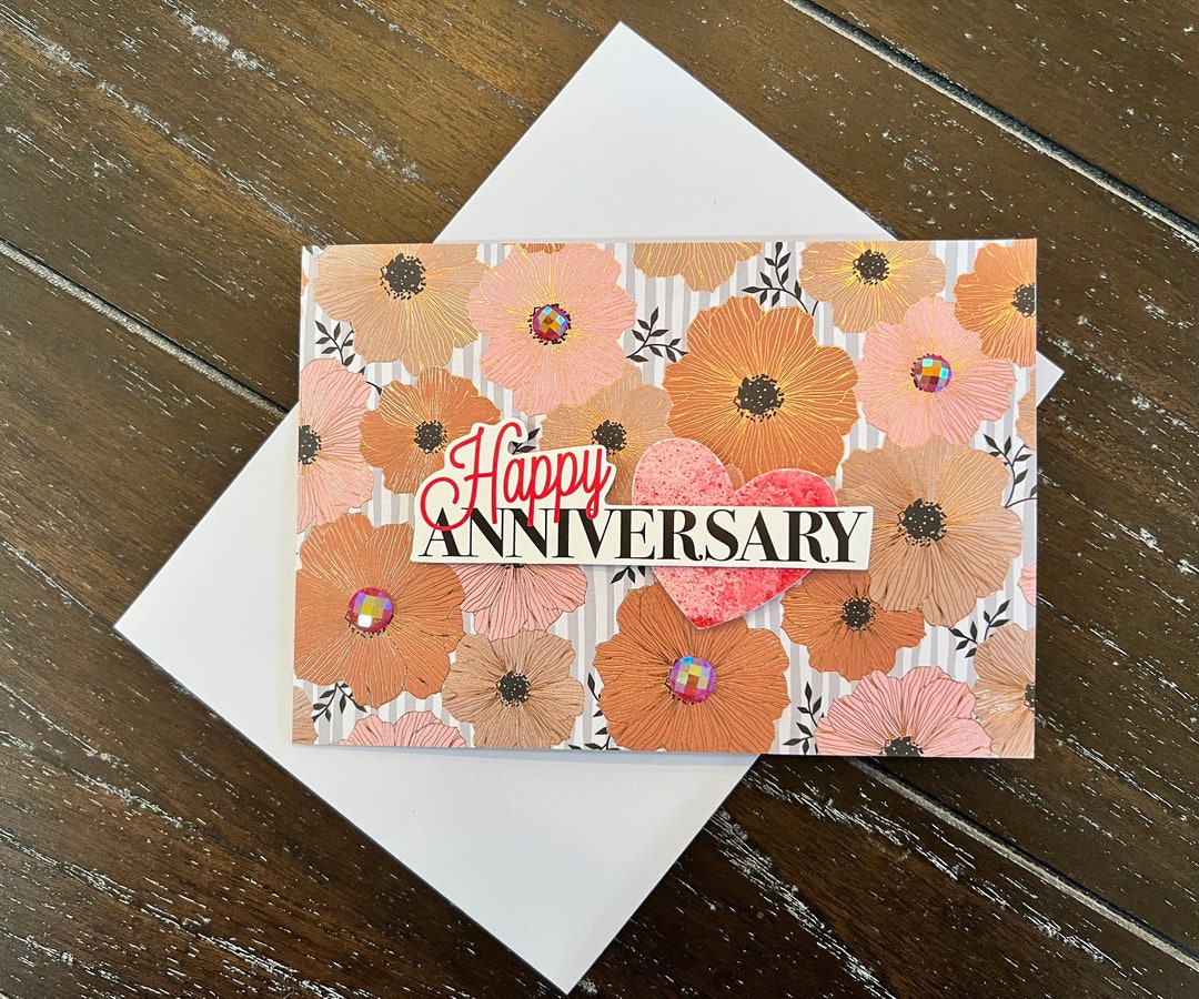 3D Anniversary Card: Handmade Floral Greeting Card - Etsy