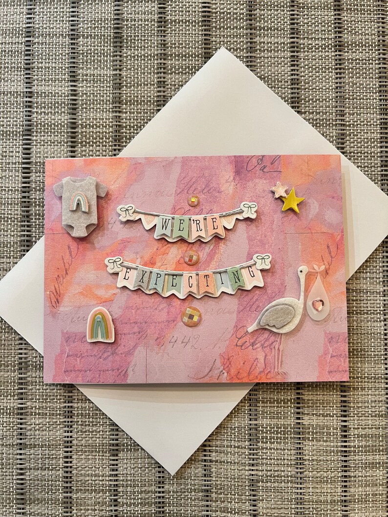 3D Baby Card, Handmade Greeting Card - “were Expecting!” - Etsy