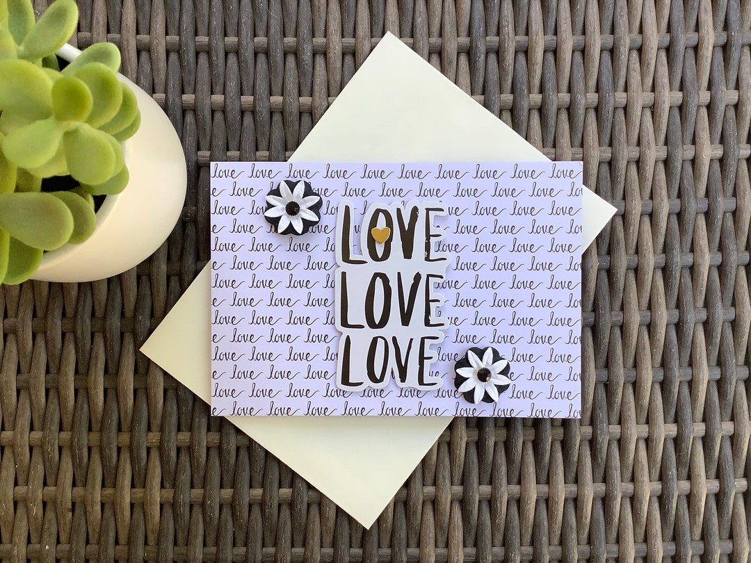 3D Love Card, Handmade Greeting Card - "love Love Love" - Etsy