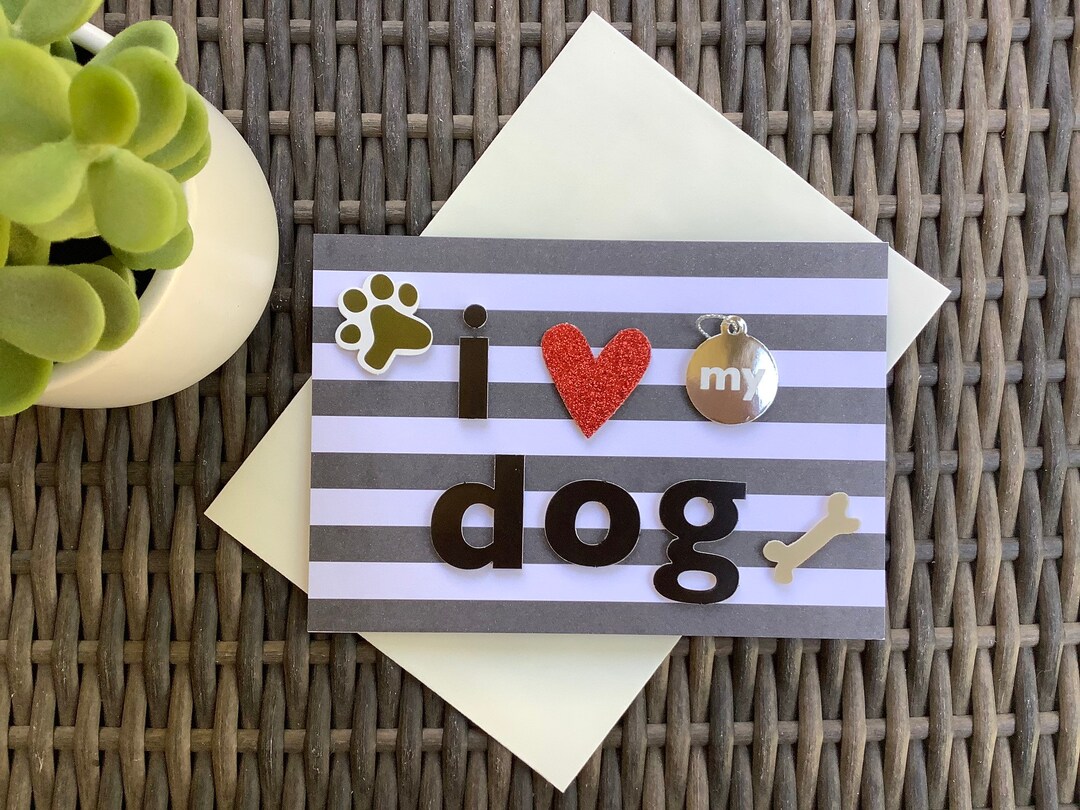 3D Dog Card, Handmade Greeting Card - "i Heart My Dog" - Etsy