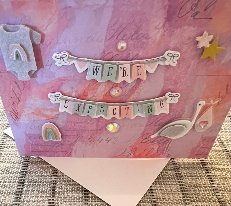 3D Baby Card, Handmade Greeting Card - “were Expecting!” - Etsy