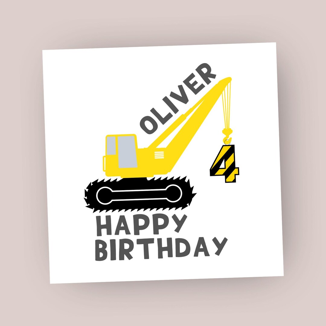 Personalized Digger Birthday Card for Boys: Construction Theme - Etsy UK
