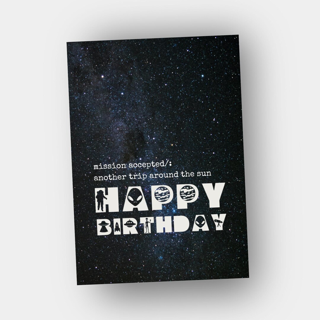 Alien UFO Birthday Card: Fun Space Theme for Him - Etsy