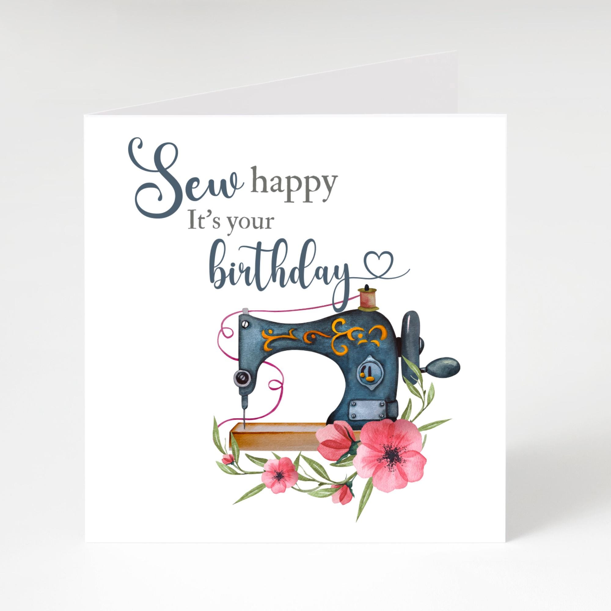 Sewing Machine Birthday Card: Sew Happy Handmade Greeting Card - Etsy UK