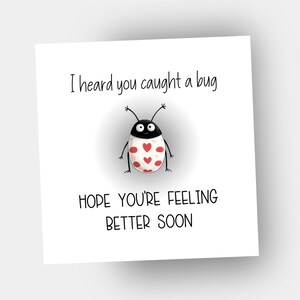 Get Well Soon Card / I Heard You Caught a Bug / Feel Better Soon Card ...