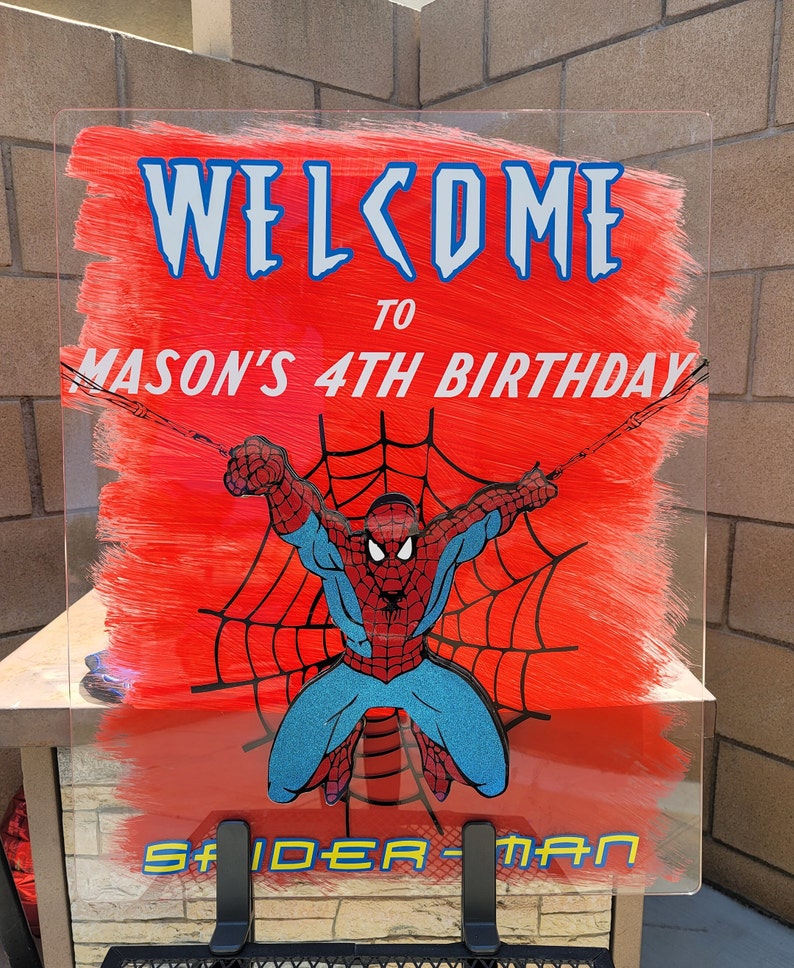 Spiderman Acrylic Sign Welcome Sign Birthday Acrylic Sign - Etsy